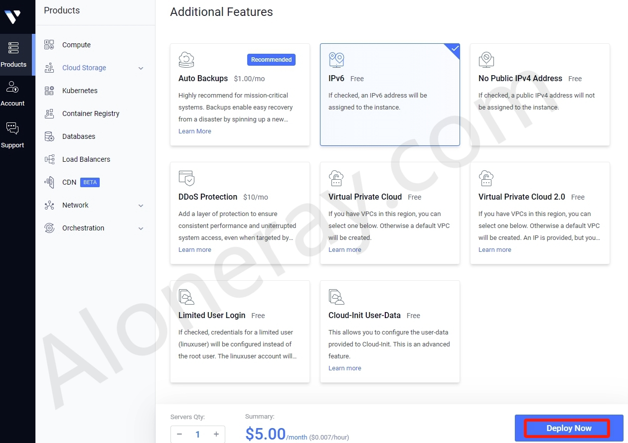 【科学上网】【简单稳定】Vultr的VPS购买和搭建V2ray+Vmess+BBR的教程 - Aloneray